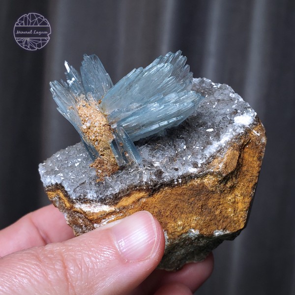 Blue Barite on Calcite and Limonite, 221g