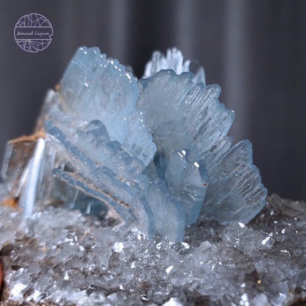 Blue Barite on Calcite and Limonite, 221g